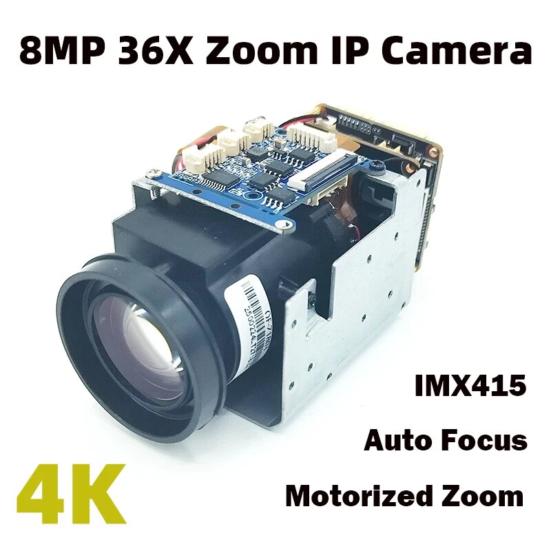 4k 36X Моторизованный зум Автофокус CCTV 8MP Модуль IP-камеры Чип IMX415 Датчик RTSP Электрический варифокальный объектив Обнаружение человеческого автомобиля