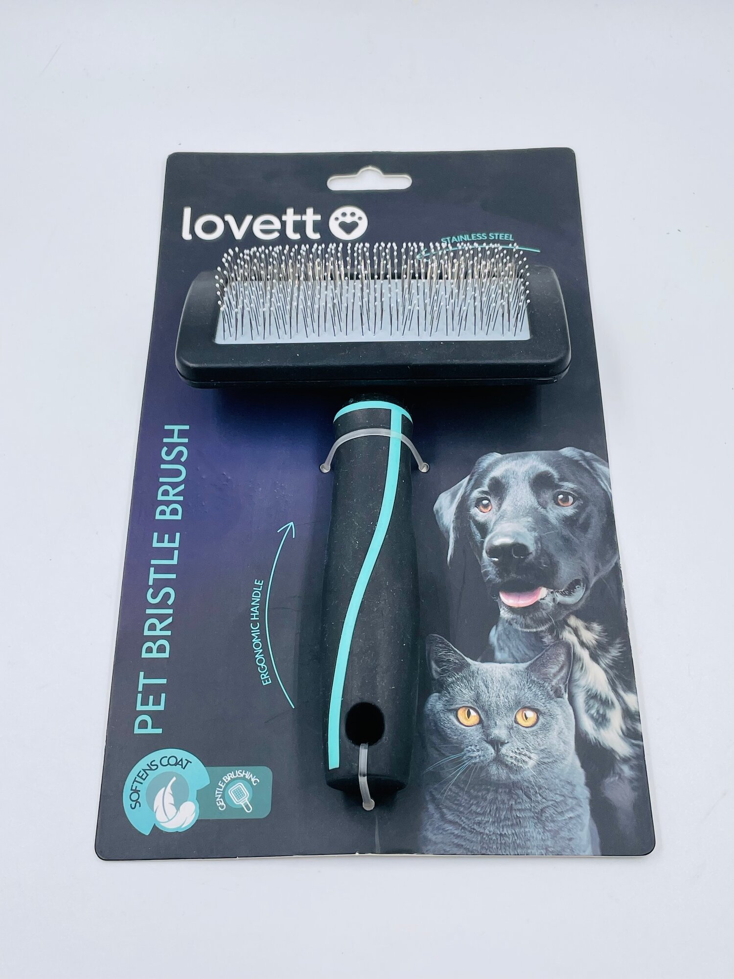 Щётка массажная / Пуходерка Lovett для кошек и собак, 12 см х 17,5 см, 1 шт, нержаеющая сталь (из Эстонии)