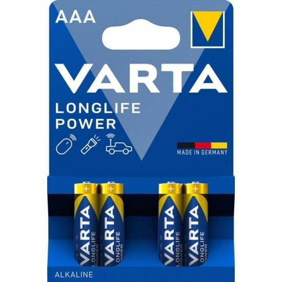 Батарейка VARTA Longlife Power LR03 AAA, 4 штуки (4 штуки в одном блистере)