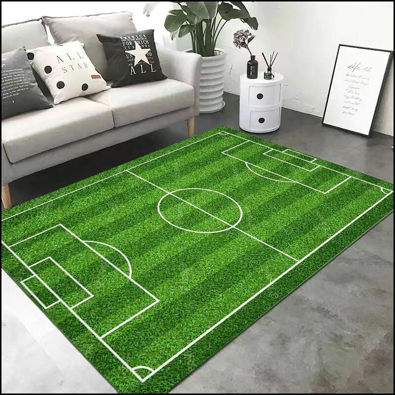 Эксклюзивный безворсовый ковер 200x300 см с принтом футбольного поля для гостиной