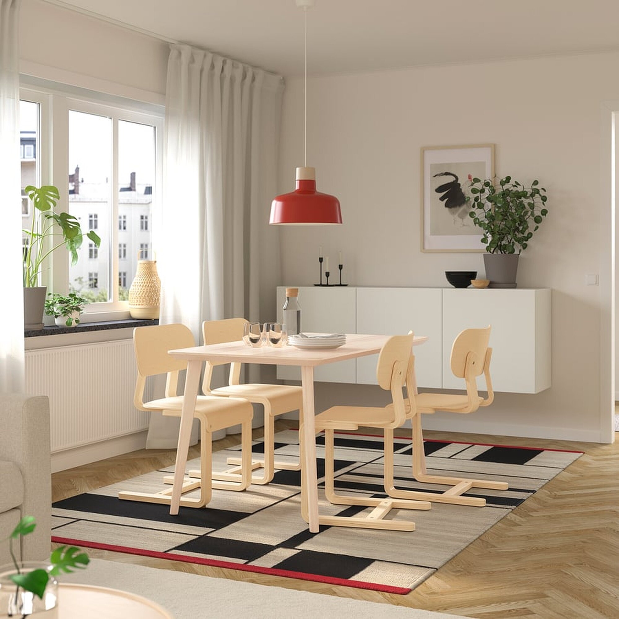 Стул IKEA LYCKAN арт. 005.691.91, березовый шпон, бежевый цвет