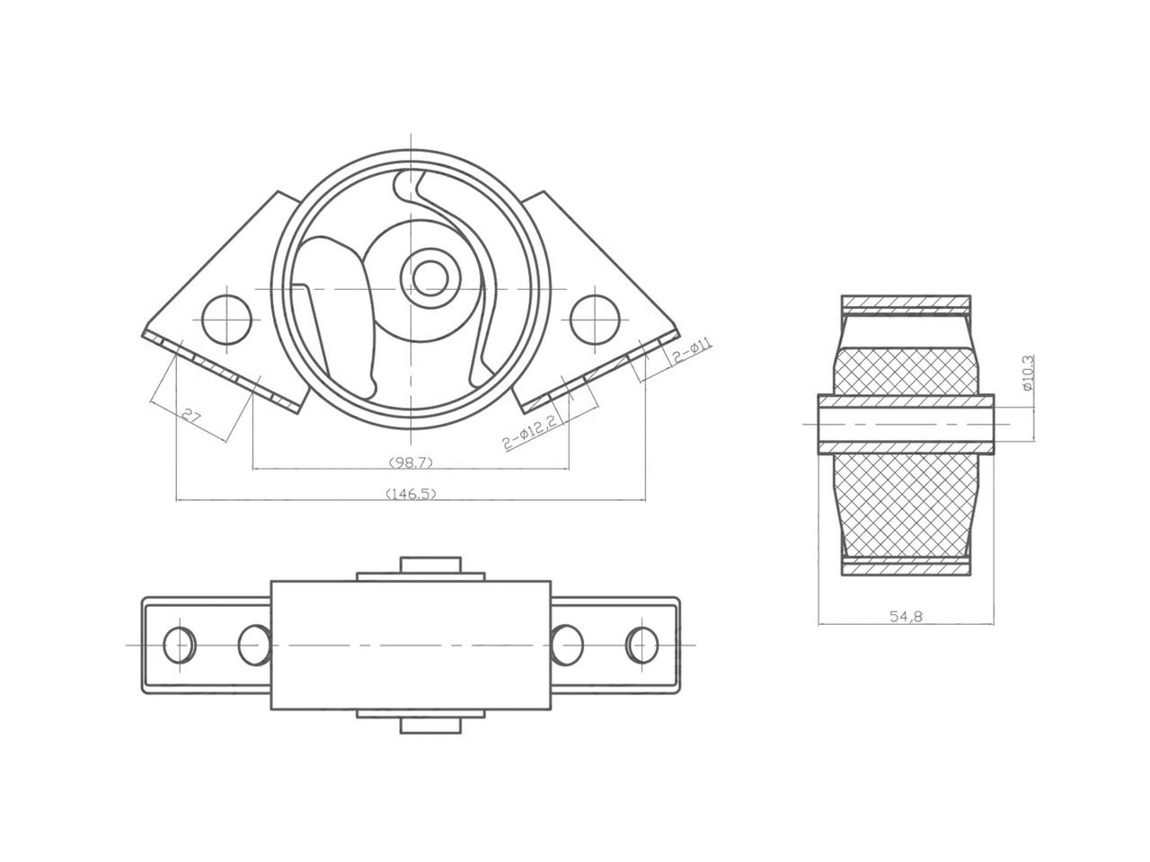 UNIO RMP-15118 (113202J210 / 113205V000 / 113205V500) опора двигателя правая Nissan (Ниссан) note (e11, ne11) 06-, Micra (Микра)
