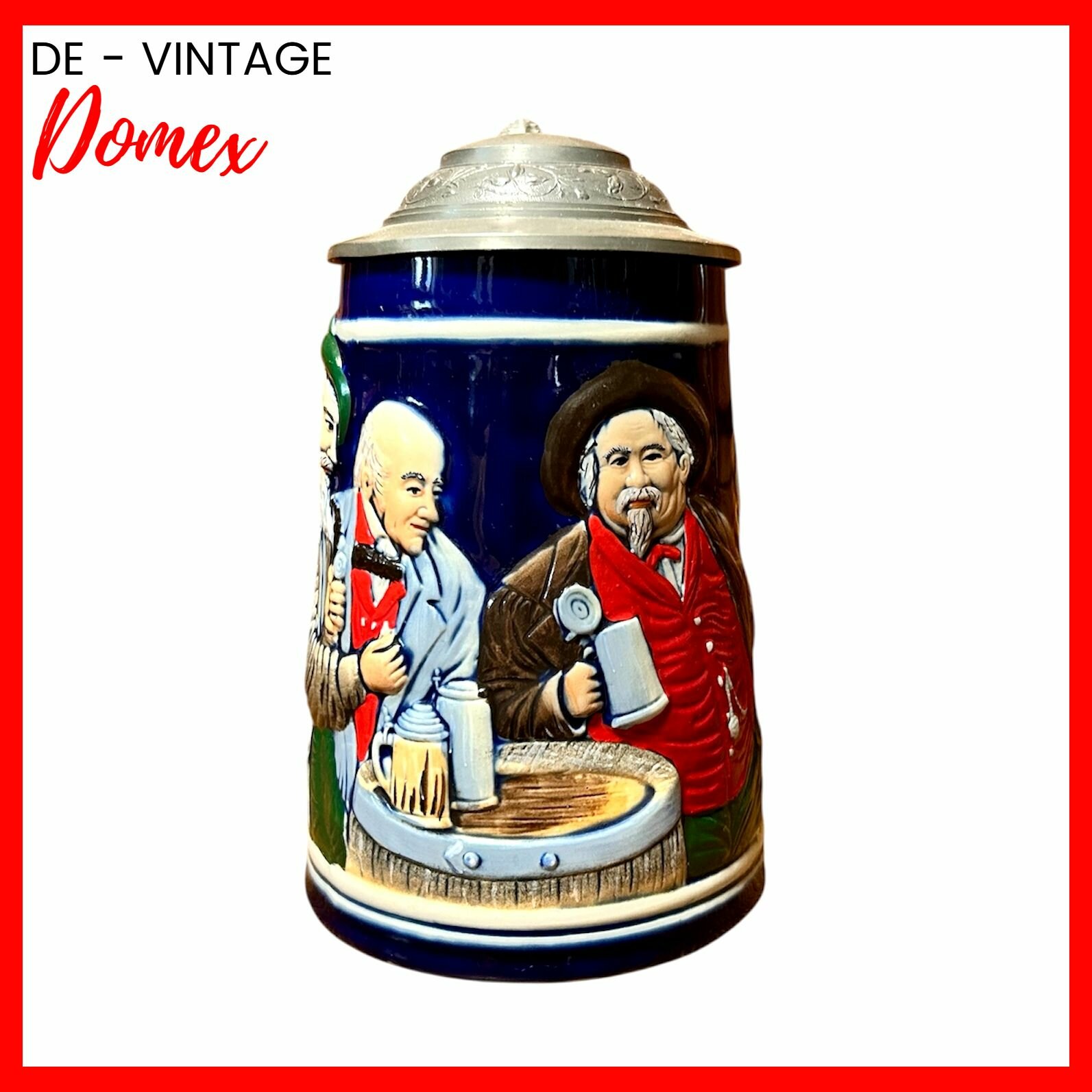 Пивная кружка с крышкой В таверне, Domex, винтаж. Германия