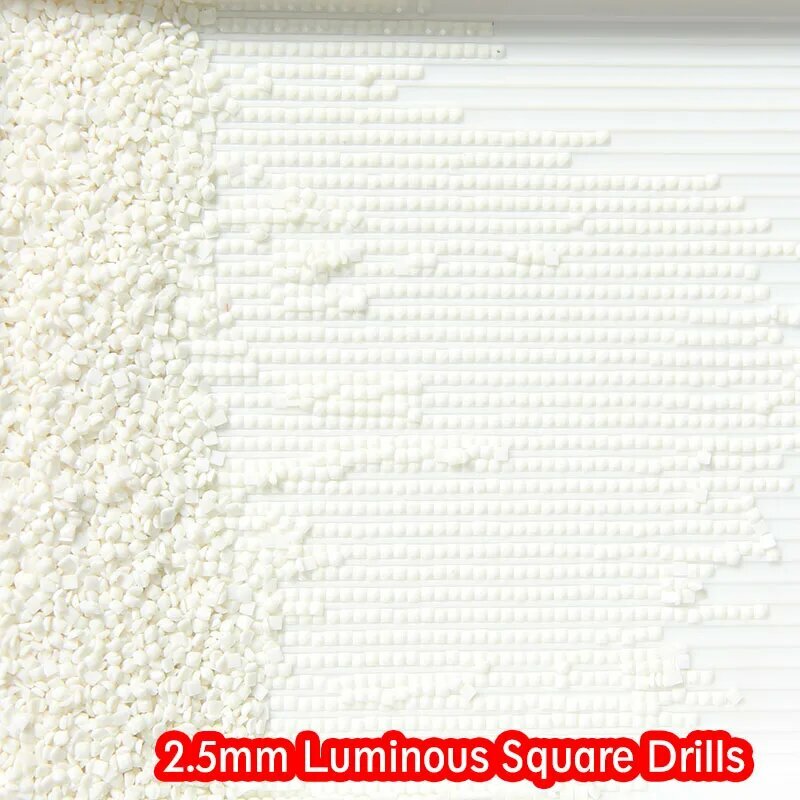 Светящиеся алмазы для алмазной живописи Белый, 10g-about 2000pcs, Square drills