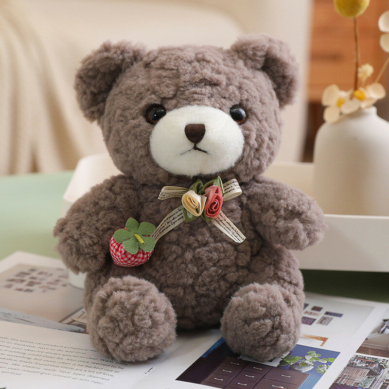 Charming large teddy bear plush with soft fabric and sweet bow ideal for kids birthday presents