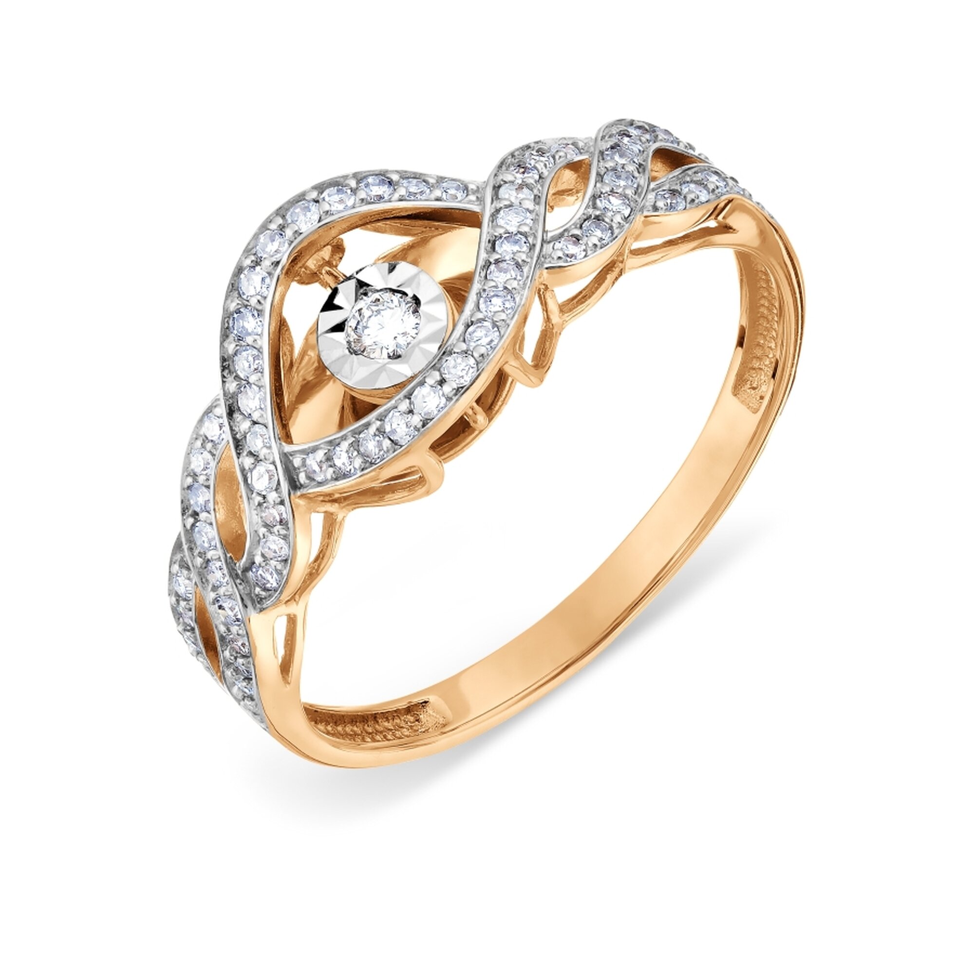 Кольцо, красное золото, 585 проба, бриллиант