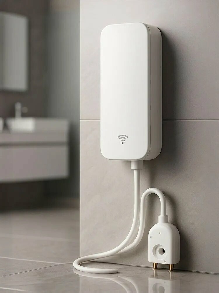 Умный датчик протечки воды для умного дома с дистанционным управлением, белый