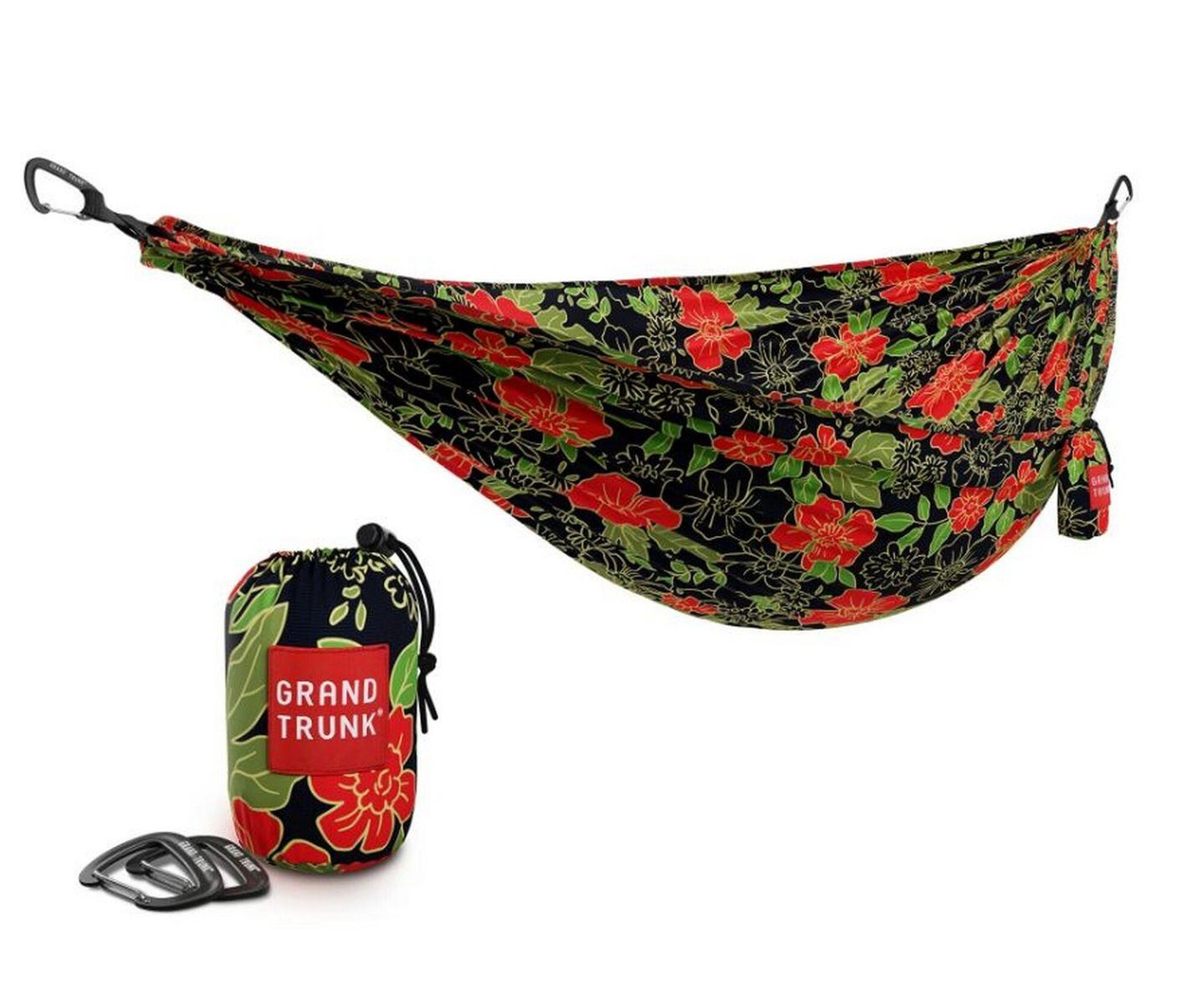 Decathlon Двухместный гамак Grand Trunk Trunk Tech Double Prints big fleur, черный/красный/зеленый