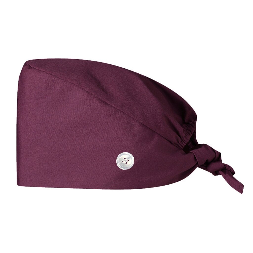 Однотонная шляпа медсестры с регулируемой круглой пряжкой-винно-красный