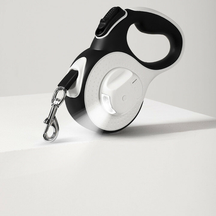 Portable autostretchable traction rope with aluminum alloy and nylon for active dog owners, white 5м