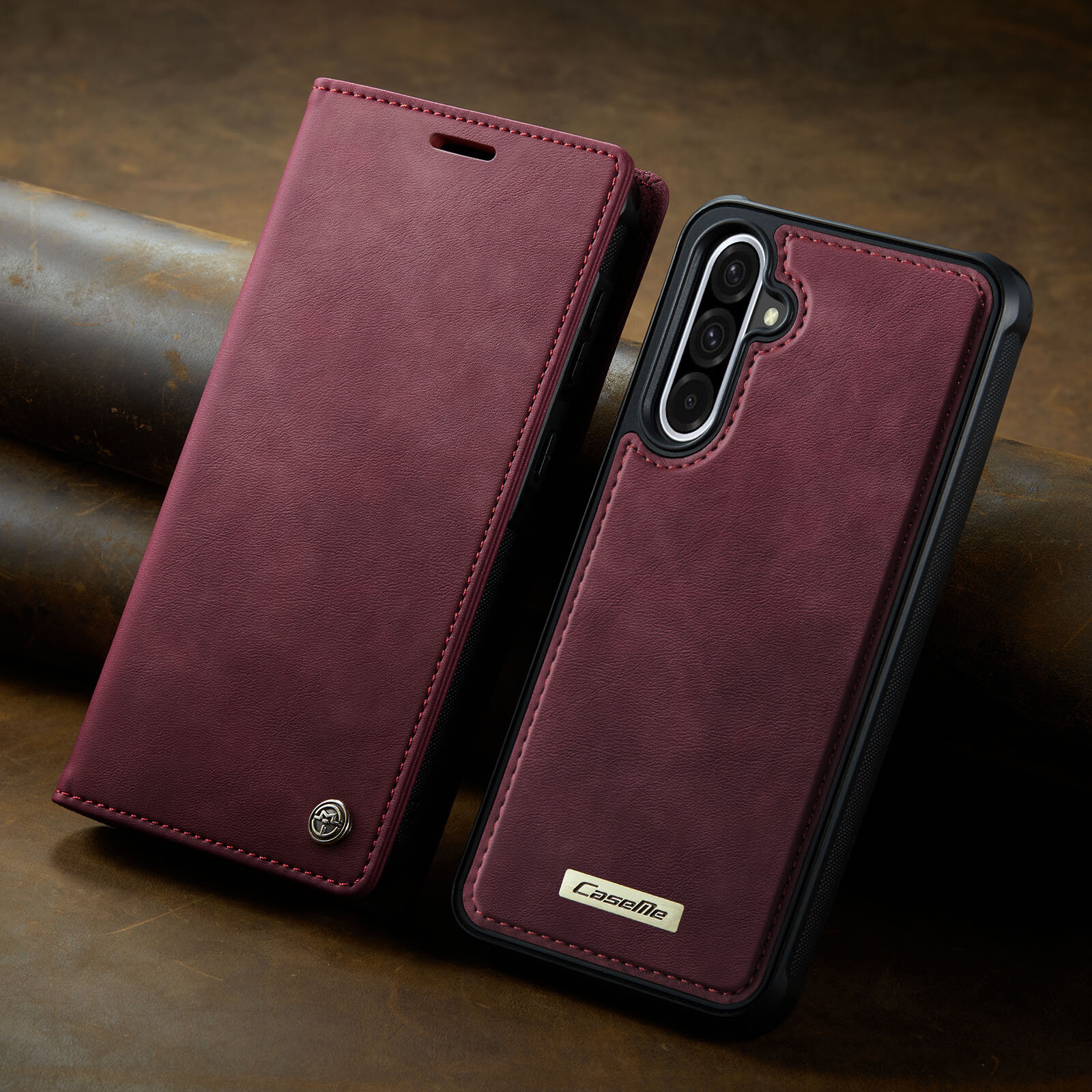 Чехол Для Samsung Galaxy A36/Самсунг Галакси A36, soft touch, кобура, искусственная кожа, защита камеры, ударопрочный, усиленные углы, Samsung, Samsung Galaxy A36, red,002CaseMe/C49/SX A36