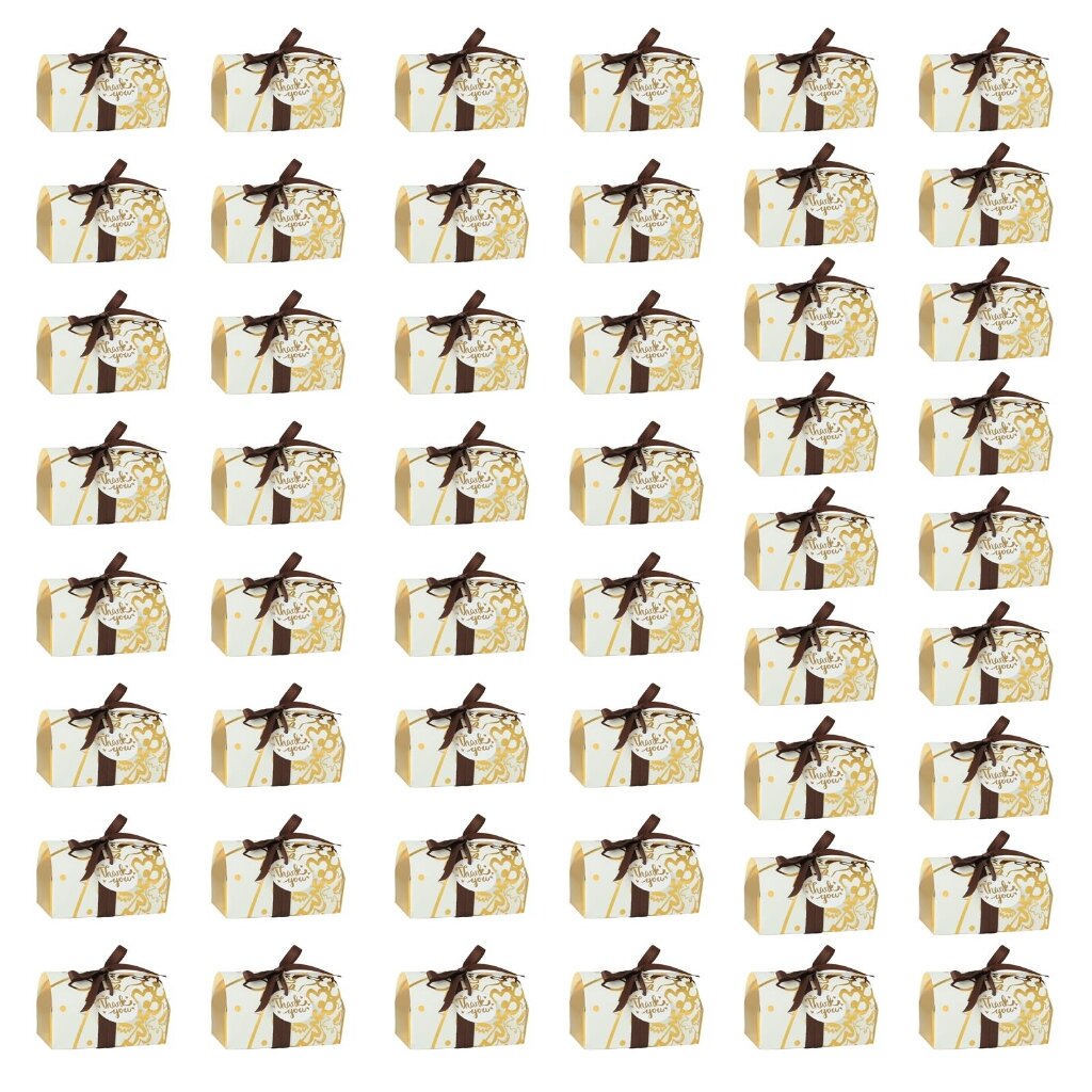 1 набор из 50 штук, коробка конфет с бронзовым рисунком-бежевый