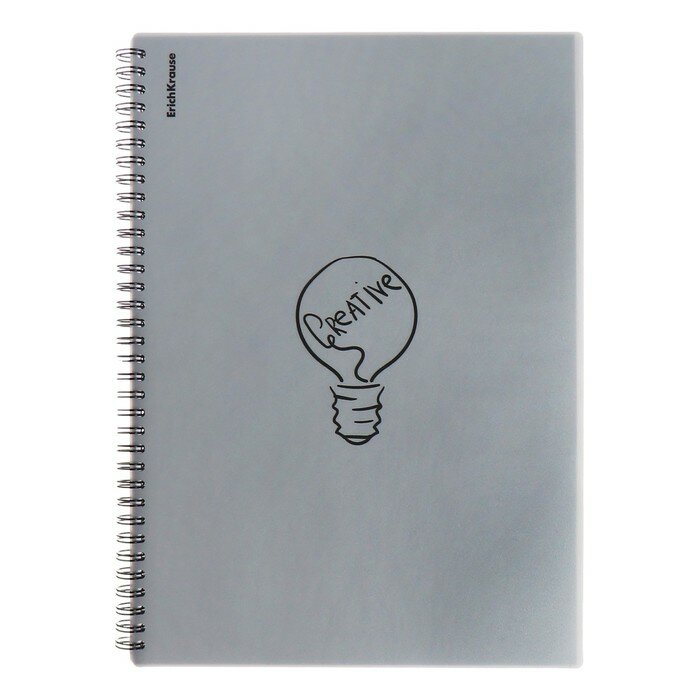 Тетрадь А4 на спирали, 80 листов в клетку, Erich Krause Life Style, пластиковая обложка, блок офсет 100% белизна, серая,1шт.