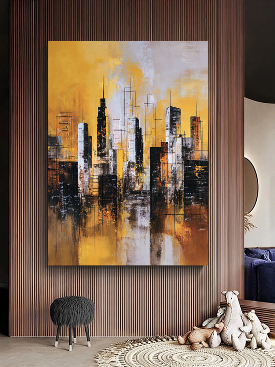 Вертикальная картина на стену - "Город / Пейзаж / Небоскребы" , 50х70 см.