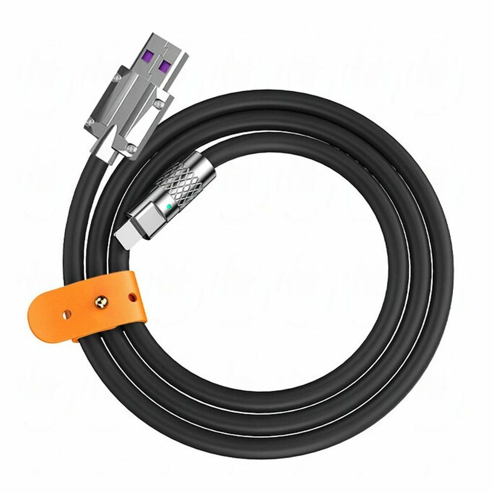 Кабель USB - Lighting 120W 6A Силиконовый Черный (Металлические наконечники) 1 метр Черный