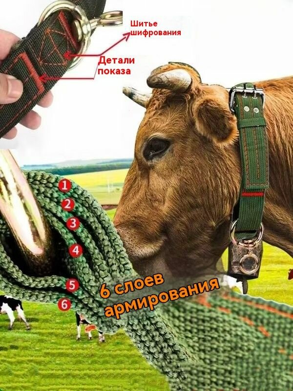 Ошейник для Скота, Коров, Телят, Лошадей 100 см/50 мм 4 слоя нейлон