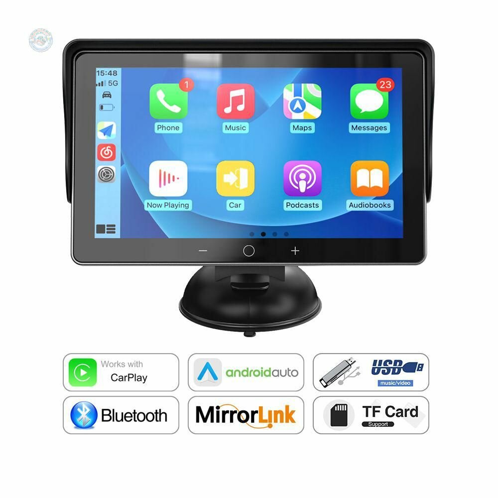 7-дюймовый мультимедийный монитор GANDnavi PAD3S с IPS экраном, поддержкой CarPlay и Android Auto, Bluetooth 5.0, FM-передатчиком и AUX для автомобиля