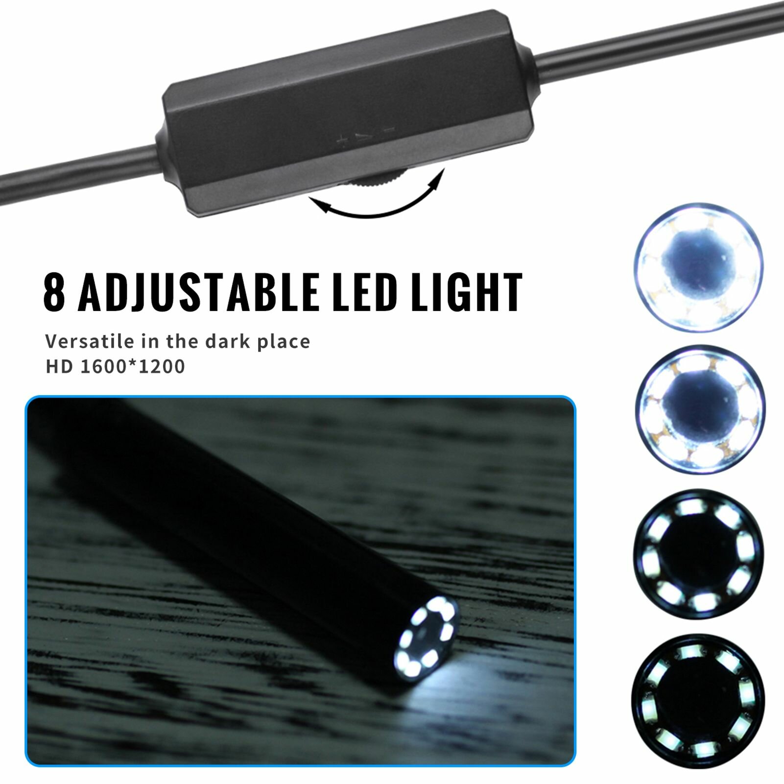 Бороскоп 1200P HD, беспроводной, 8 светодиодов, IP68, совместим с Android/iOS/Win