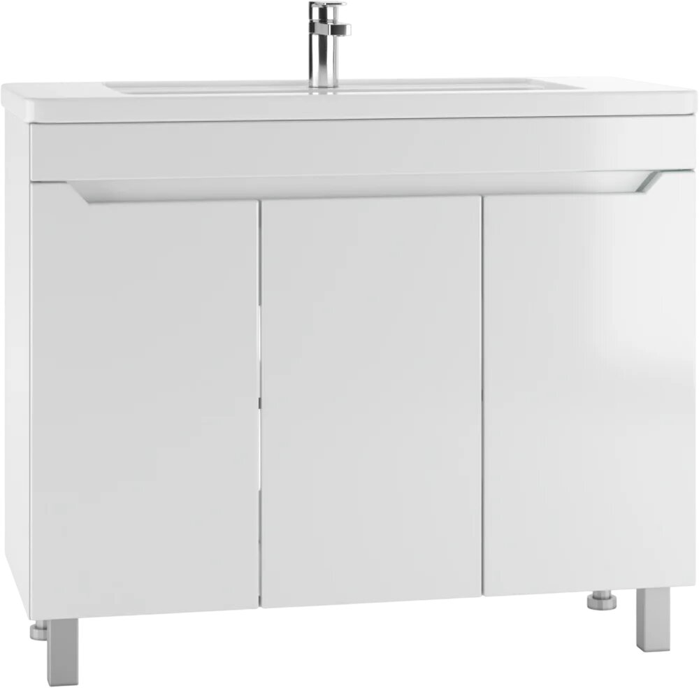 Тумба с раковиной Айсберг Мечта 100 напольная, 101, 2 см, белая, прямоугольная, в современном стиле, из МДФ из фарфора