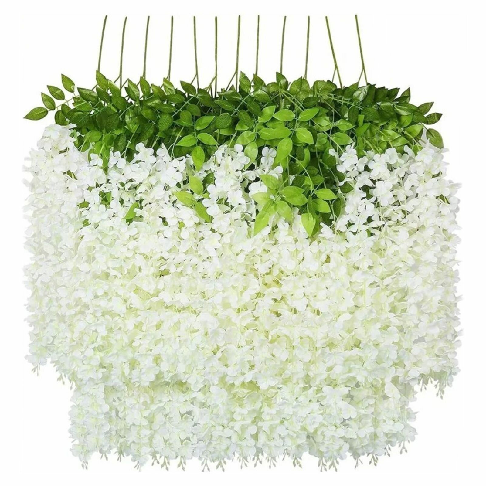12 искусственных белых цветов глицинии, изысканная гирлянда с имитацией глицинии для свадебного декора, украшения церемоний на открытом воздухе, использования дома и на мероприятиях