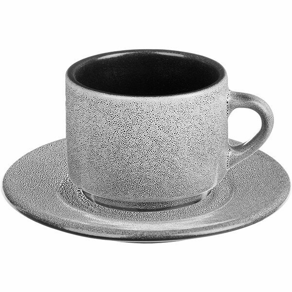 Чайная пара «Млечный путь», фарфор, 200 мл, черный, серый (Борисовская Керамика)