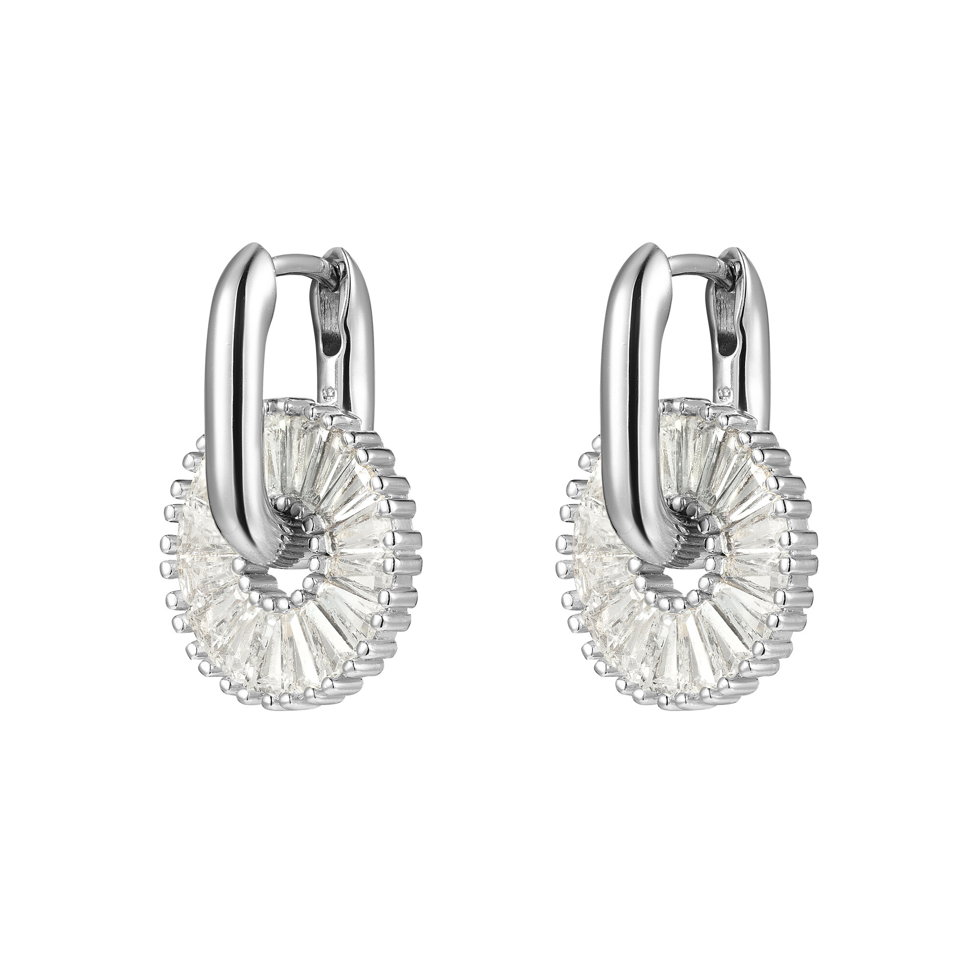 Серьги конго, с подвесками, циркон