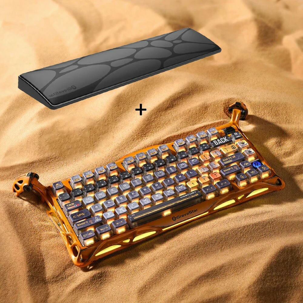 Комплект игровой клавиатуры и мыши Gravastar "Mercury K1 Pro" Battle Worn, беспроводная, RGB-подсветка
