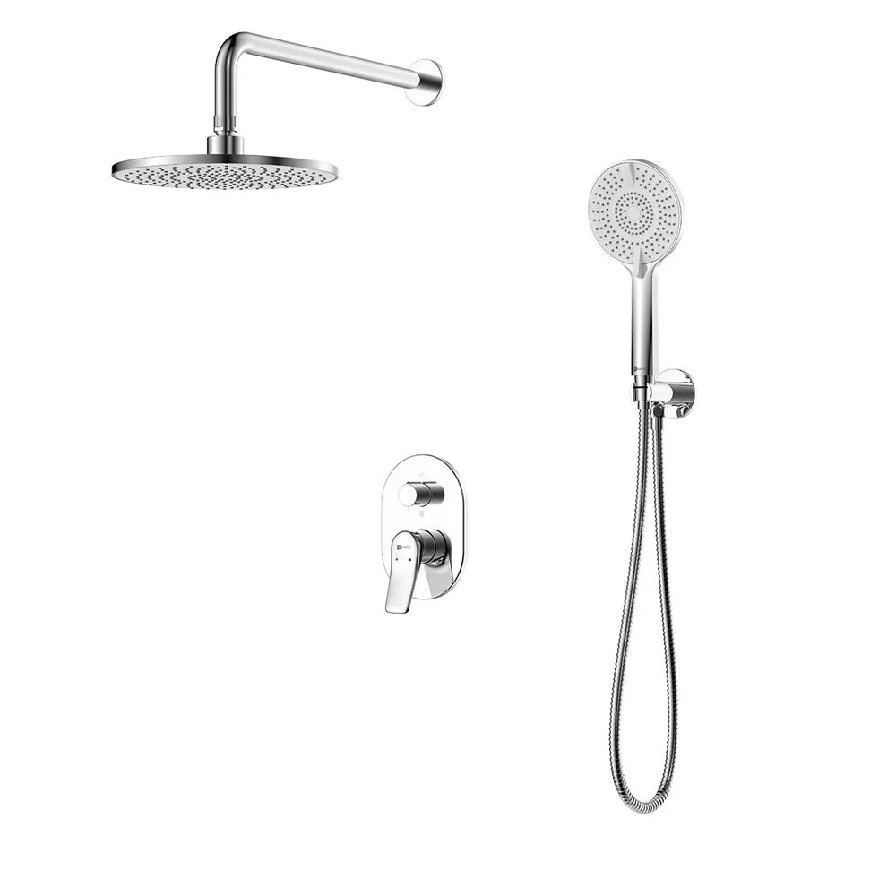 Душевой комплект Lemark Ortus LM11329C 5 в 1, встраиваемый, с внутренней частью в комплекте, со смесителем, с тропическим душем, латунный, хром, глянцевый, душевая система