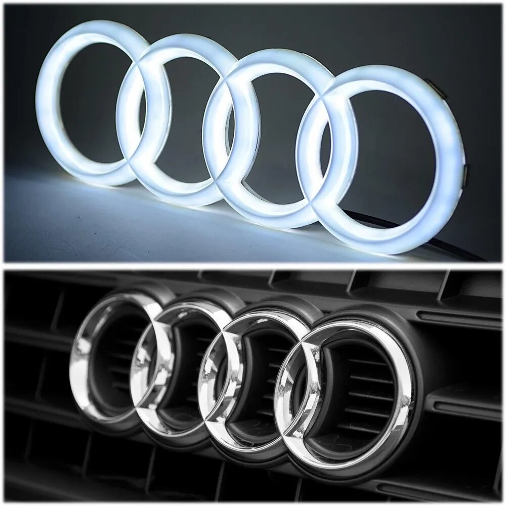 Светящийся логотип Audi для передней решетки стильная светодиодная наклейка с защитой от коррозии, простой установкой и долгим сроком службы
