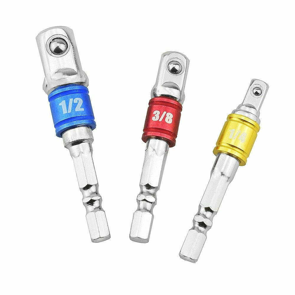 Набор из 3 адаптеров для шестигранников, ударных головок 1/2", 3/8", 1/4"