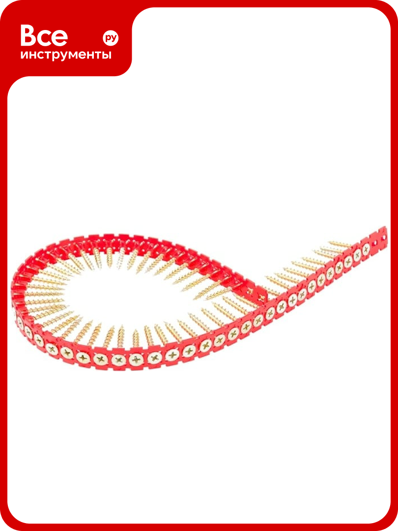 Саморезы в ленте F-SWY для гипсокартона/дерева (1000 шт, 3.5х32 мм, желтый цинк) FIXPISTOLS 2-3-3-7340, деревянная