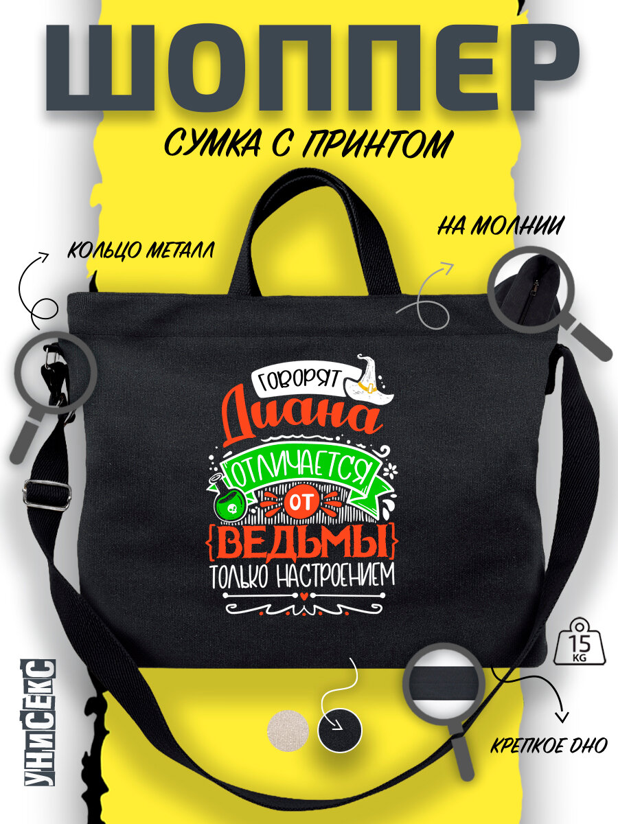 Сумка  шоппер y2k через плечо Диана Дина