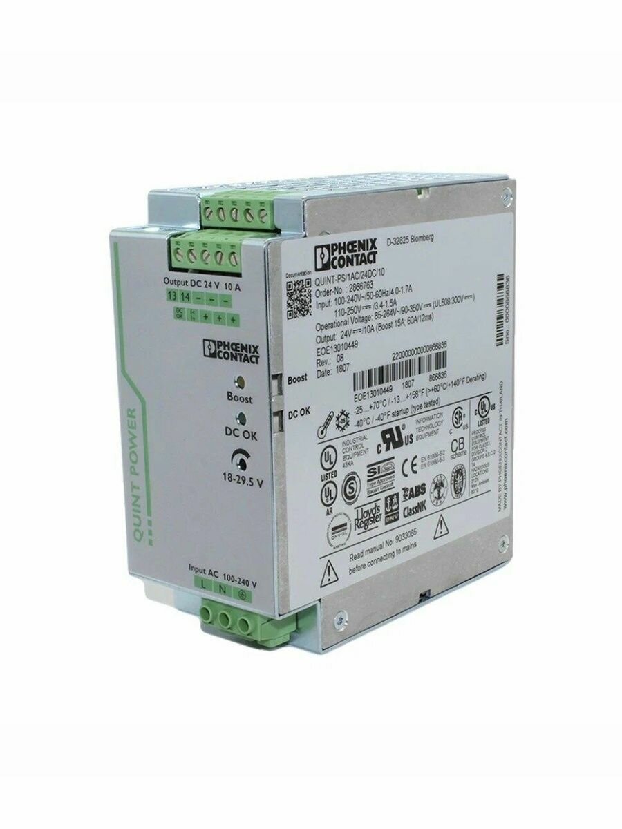 Phoenix Contact QUINT-PS/1AC/24DC/10 2866763 Источник питания IN85-264 OUT 18-29.5V/10A
