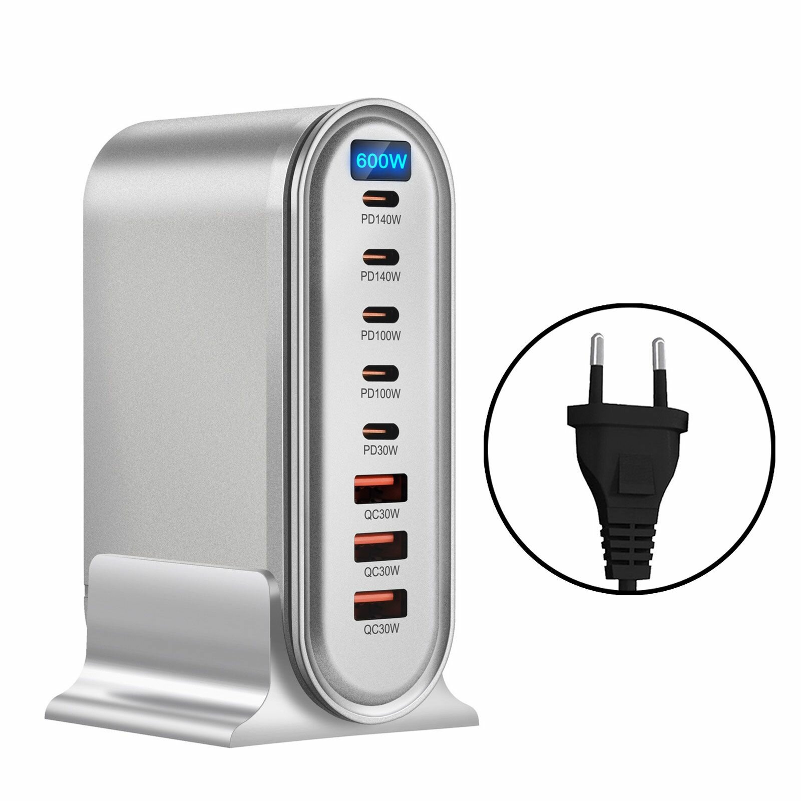 8-ПОРТОВЫЙ USB C емкостью 600 Вт для быстрой зарядки мобильных телефонов