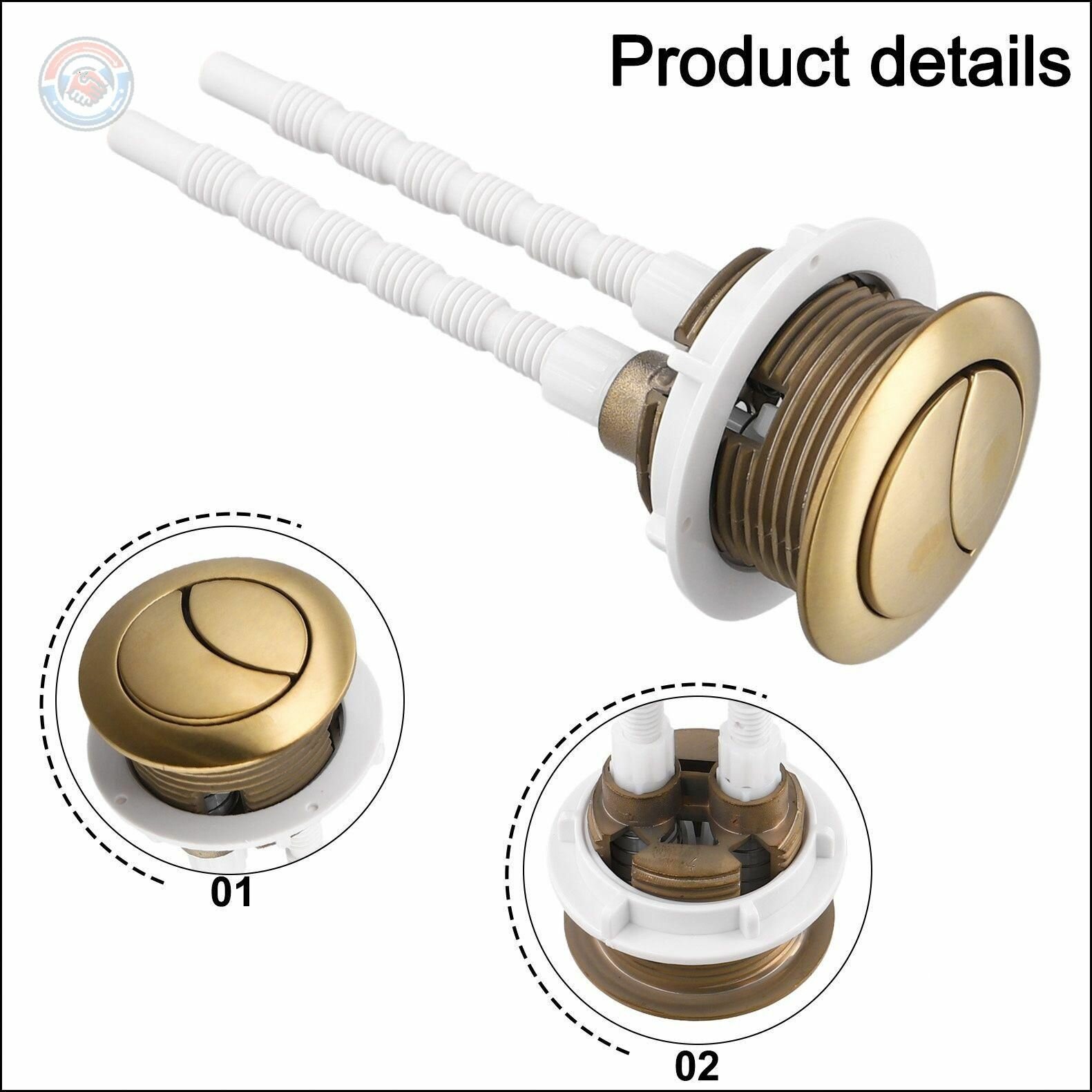 Кнопка смыва для унитаза матовое золото 38 мм, универсальная кнопка сиденья туалета, элегантная деталь для ванной комнаты