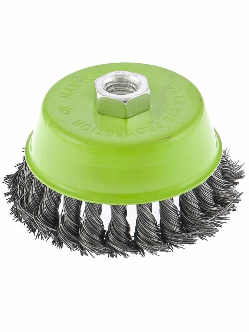 Щетка для УШМ, 100 мм, М14, "чашка", крученая металлическая проволока Сибртех 746287