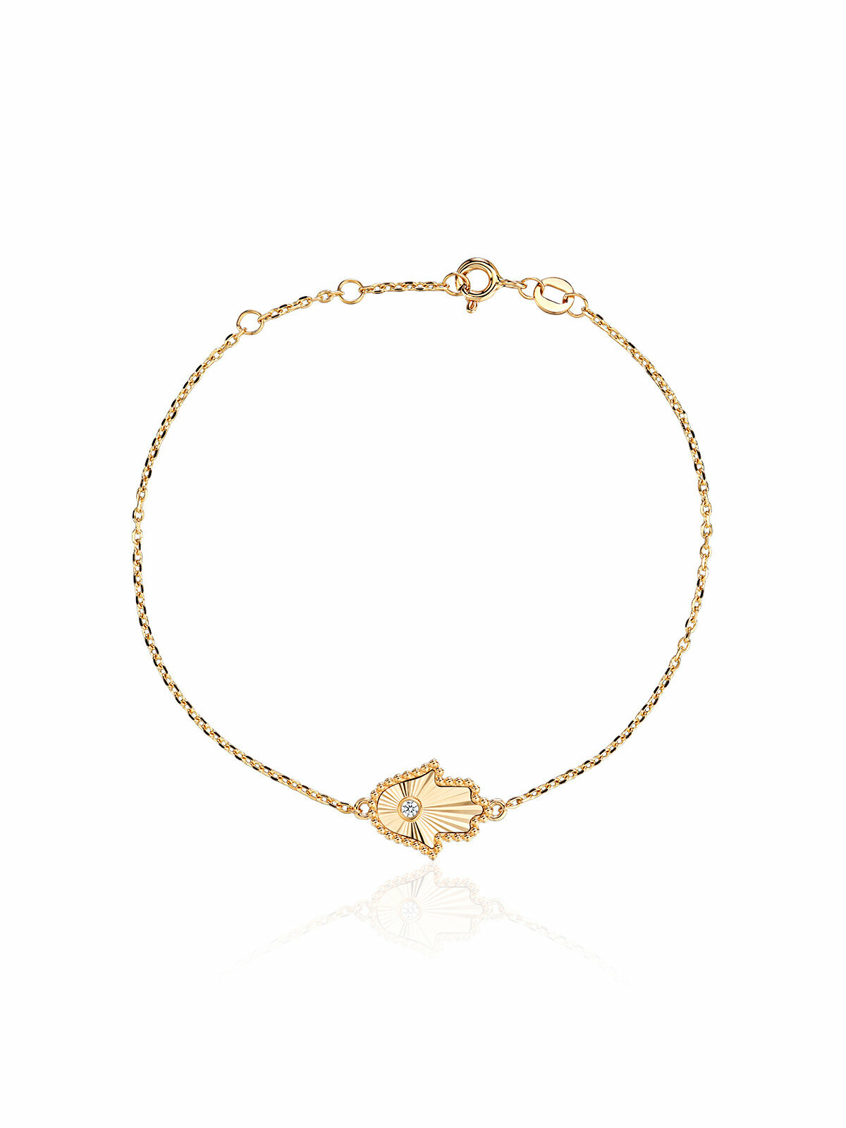 Браслет, красное золото, 585 проба, фианит