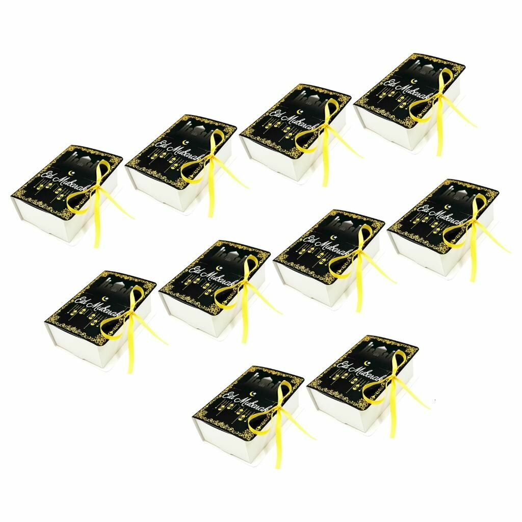 10шт, Картонная упаковка для книг "Ид аль-Фитр Лунный замок"-Черный