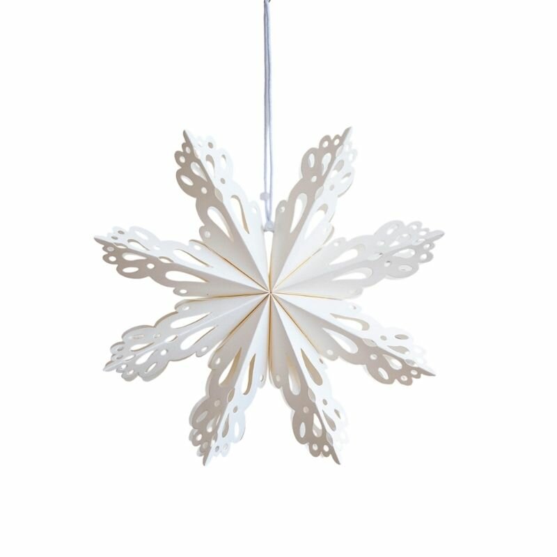 Подвеска в виде объемной снежинки-белая объемная снежинка 30 см