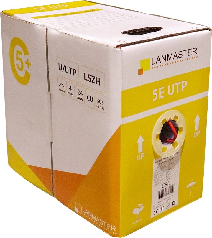 Кабель информационный Lanmaster LAN-5EUTP-PT-LSZH-BK кат.5E UTP 4 пары 24AWG LSZH внутренний 305м че