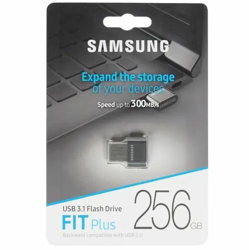 Память USB Flash 256 ГБ Samsung FIT (MUF-256AB/APC) - USB 3.2 Gen1, до 300 Мбайт/сек, мини, пластик