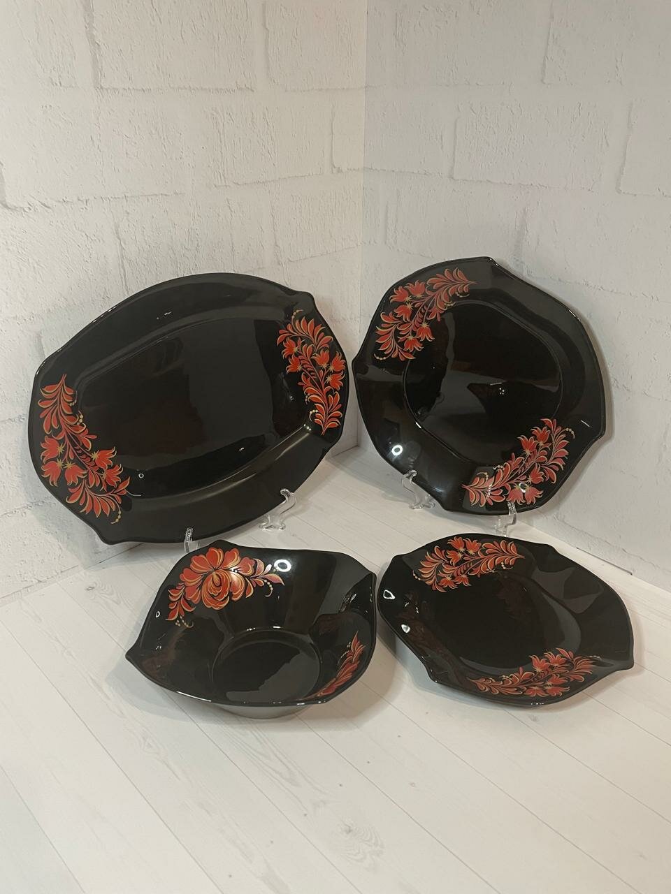 Набор посуды Хохлома 4 предмета