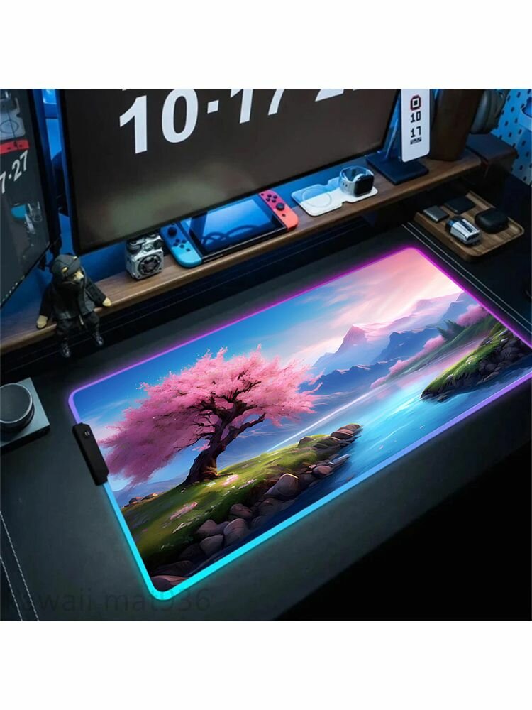 RGB LED Scene Мультяшный красивый пейзаж, настольный стационарный ковер, фиксированный край, размер 40x90xxl