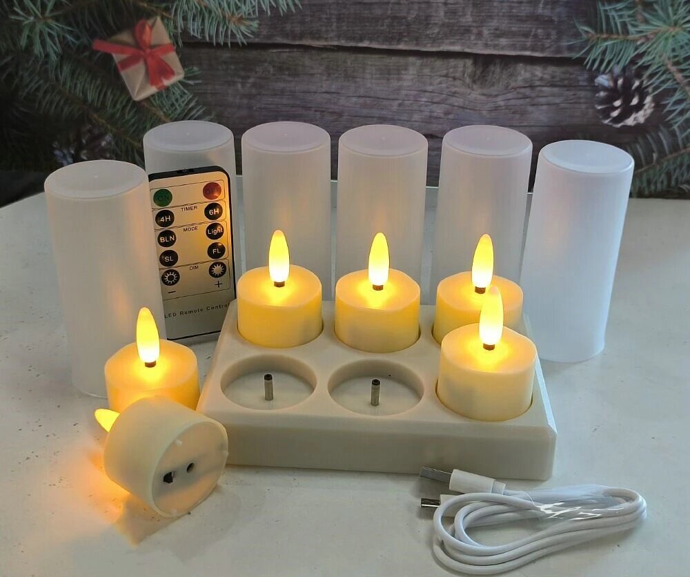 LED чайные свечи набор 6 шт, теплый белый свет