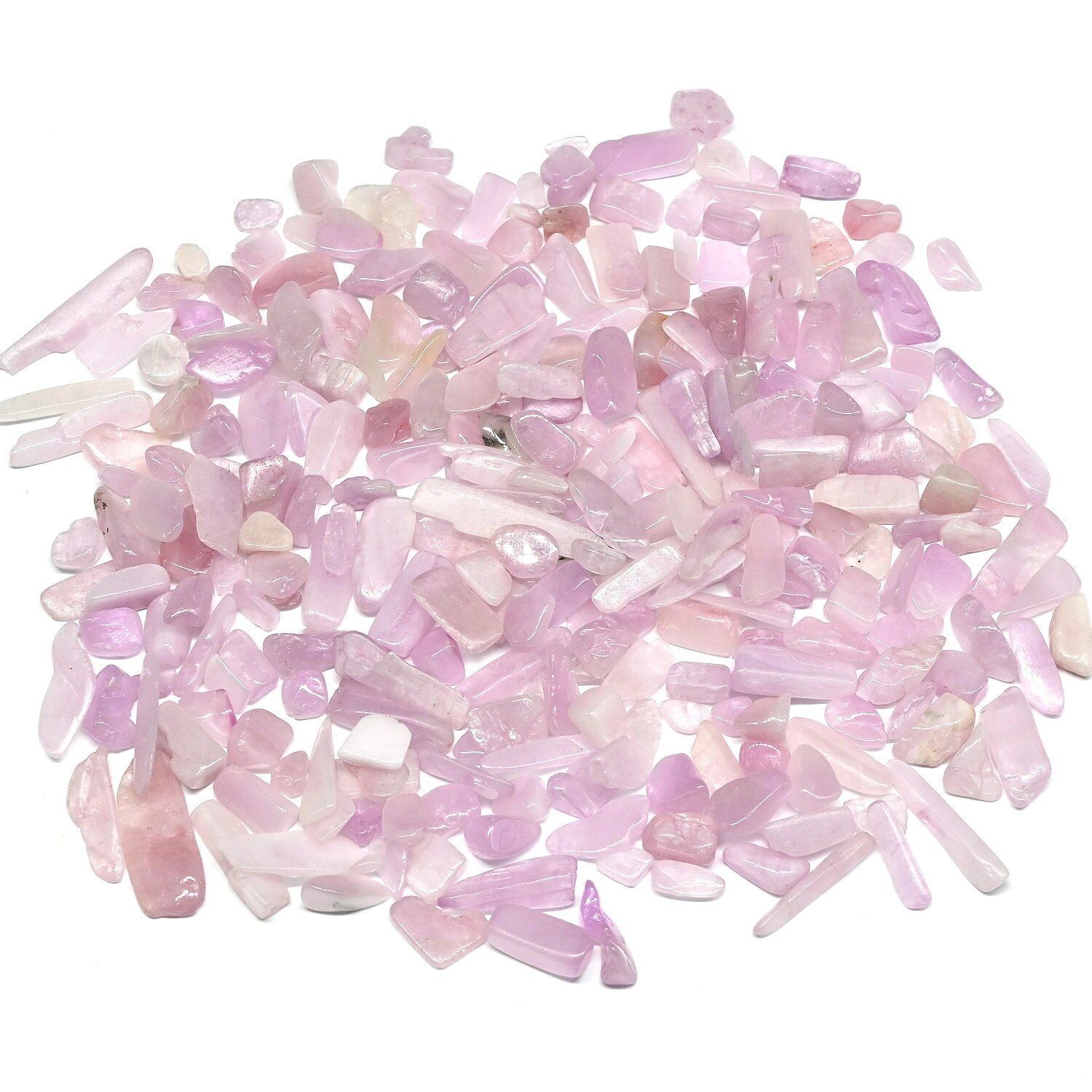 Кунцит галтовка фракция 1сорт 5-15мм, упаковка 100г .