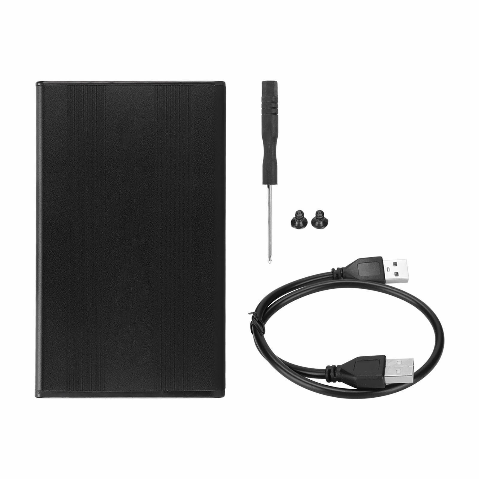 Корпус жесткого диска 2,5 дюйма, емкость 2 ТБ, скорость передачи данных 480 Мбит/с, алюминиевый сплав с передачей USB2.0 для Windows для VistaBlack