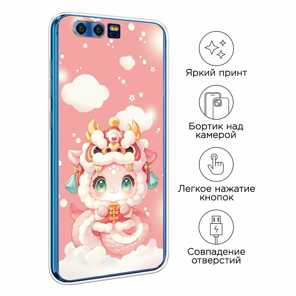 Чехол на Honor 9 / Хонор 9 с принтом Розовая китайская змейка 1 — фото 1