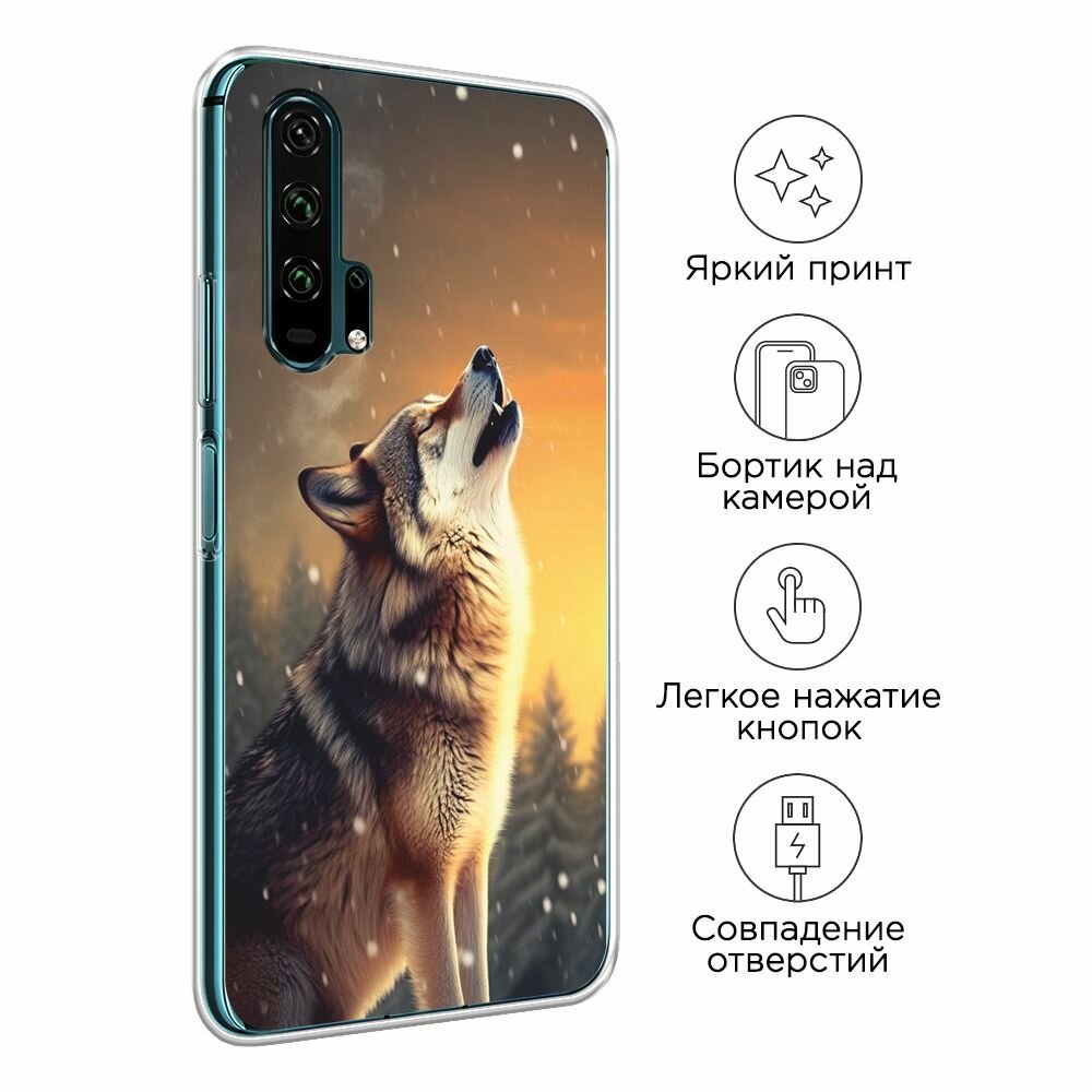 Чехол на Honor 20 Pro / Хонор 20 Про с принтом "Воющий волк" — фото 1
