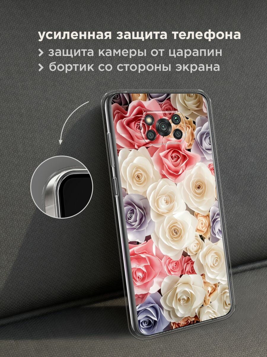 Чехол на Xiaomi Poco X3/X3 Pro / Поко X3/X3 Pro с принтом "Пастельные розы" — фото 1