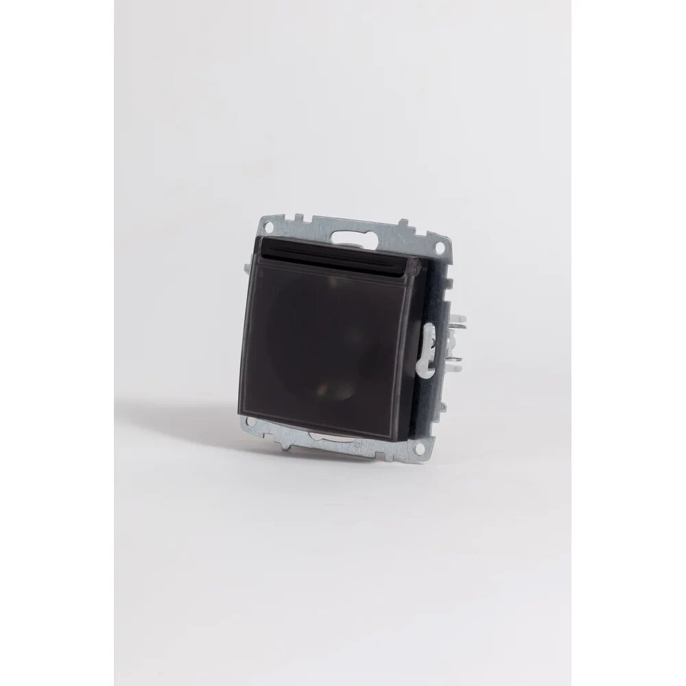 ELBI Zena Vega Черный Матовый Розетка с крышкой и заземлением M+K 609-014800-218
